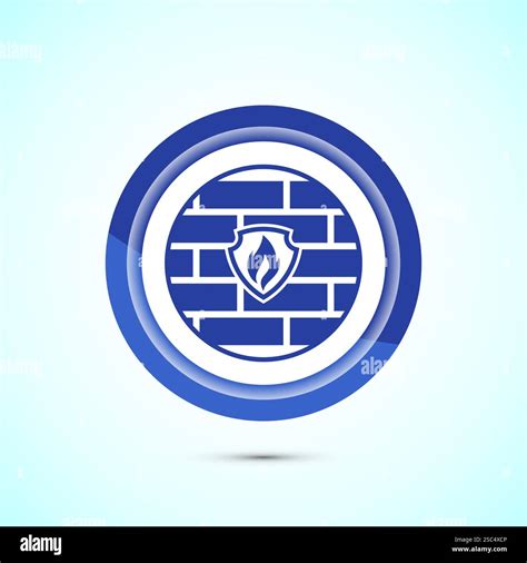 Firewall Icon Design Illustration Brick Wall And Fire Icon Internet Security Sign Button