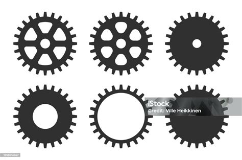 기어 아이콘 실루엣 기호 세트 벡터 일러스트 이미지입니다 그런지 변속기 톱니바퀴와 기어 로고 사인 흰색 배경에 격리 개념에 대한 스톡 벡터 아트 및 기타 이미지 Istock