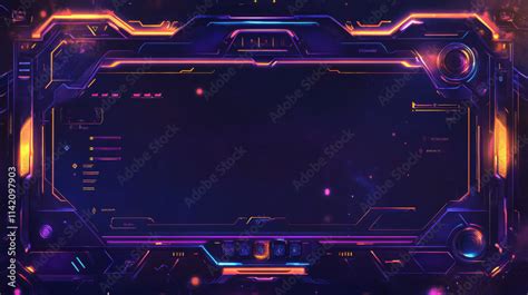 Neon Stream Overlay Mmo Game Menu Space Ui Frame Streaming Screen Gamer Username Panels And