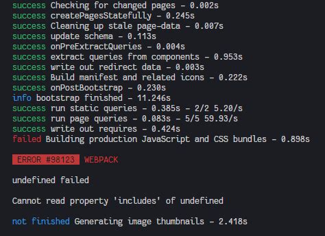 Reactjs Gatsby Build Failed Building Production JavaScript And CSS Bundles Error Stack Overflow
