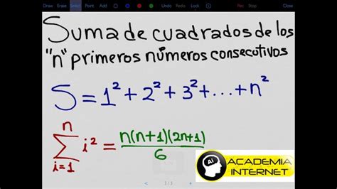 Suma Cuadrados De Números Consecutivos Fórmula Simple