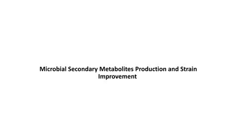 Microbial Secondary Metabolites Production And Strain Improvement Pptx