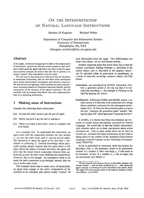 Pdf On The Interpretation Of Natural Language Instructions