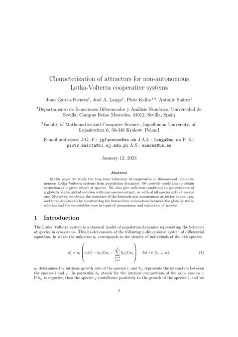 Pdf Characterization Of Attractors For Non Autonomous Lotka Volterra
