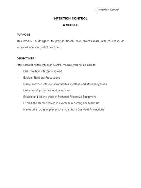 Infection Control Module Pdf Transmission Medicine Infection
