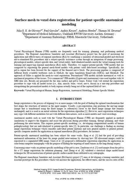 de oliveira 等 2016 surface mesh to voxel data registration for patien pdf 3 d computer