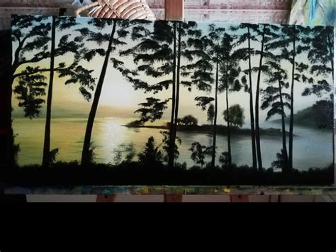 закат на озере | Painting, Art