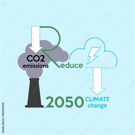 Reduce Typographic Design With Down Arrow Gimmick Represent Co2 Emission Reduction Relate To
