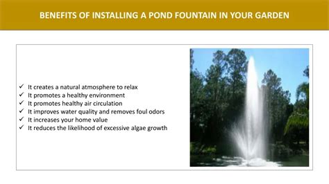Ppt Benefits Of Installing A Pond Fountain In Your Garden Powerpoint