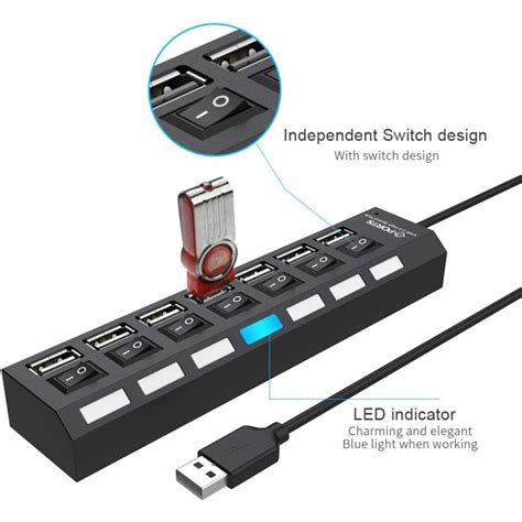 Jual USB Hub 7 Port Output Switch On LED 2 0 PC Laptop USB Slot Extension Shopee Indonesia