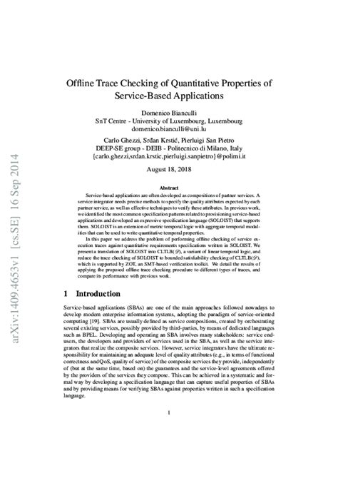Pdf Offline Trace Checking Of Quantitative Properties Of Service