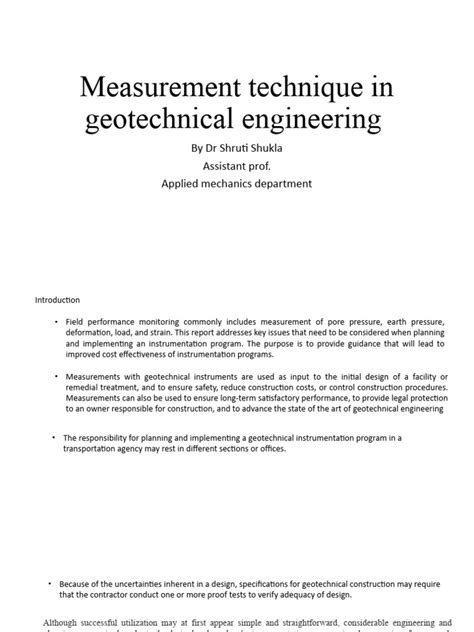 Measurement Technique In Geotechnical Engineering Autosaved