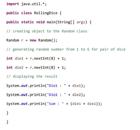 Solved Exercise Rolling Dice Create An Application Chegg