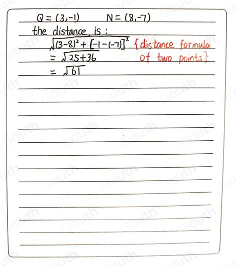 Solved Calculate The Distance Between The Points Q And N In The Coordinate Plane