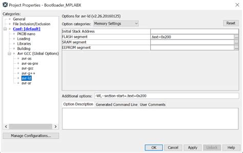 configuring application for use with bootloader