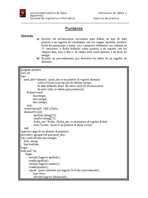 Ejercicio De Punteros Pdf Puntero Programación De Computadora