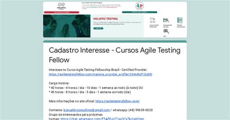 Agile Testing Fellowship On Linkedin Cadastro Interesse Cursos Agile Testing Fellow
