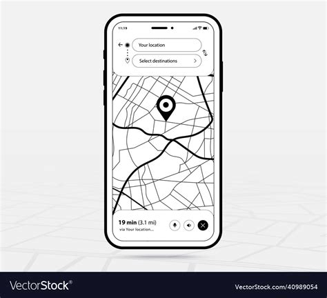 Map Gps Navigation Ux Ui Outline Smartphone Vector Image