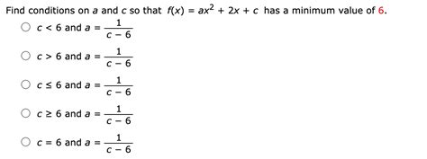 solved find conditions on a and c so that f x ax2 2x