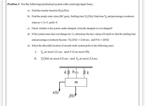 Solved 3 For The Following Mechanical System With A Unit Chegg Com