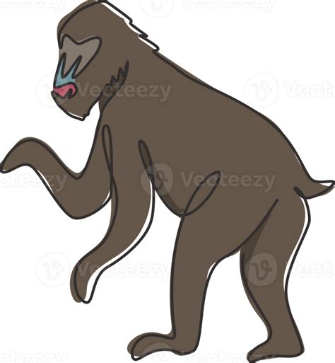 One Continuous Line Drawing Of Cute Mandrill For Company Logo Identity
