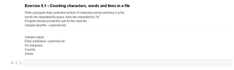 solved exercise 8 1 ﻿counting characters words and lines