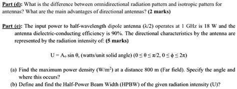 Part D What Is The Difference Between Omnidirectional Radiation Pattern