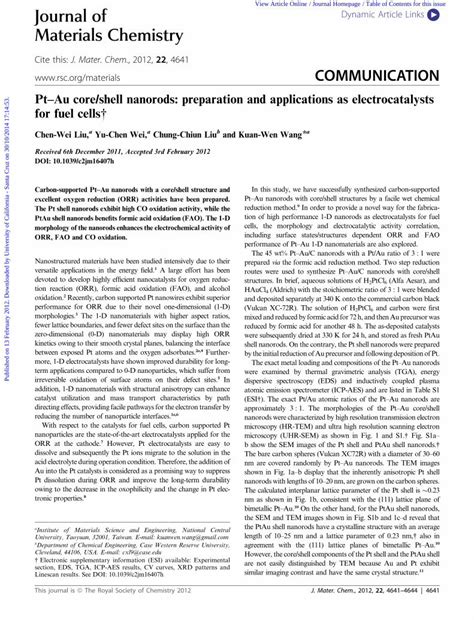 Pdf Ptau Coreshell Nanorods Preparation And Applications As