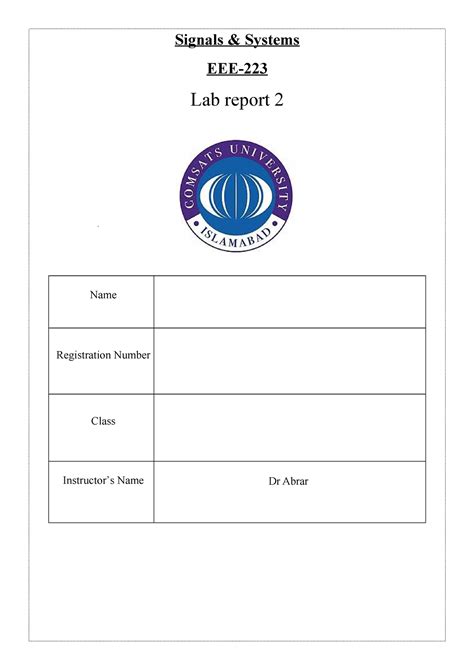 Signals And Systems Lab Report Signals Systems EEE Lab Report Name Registration Studocu