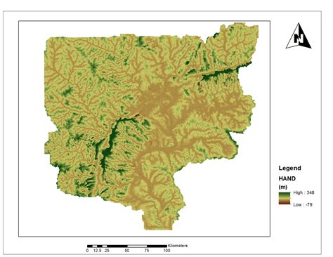 Arcgis Desktop Correcting Errors In Height Above Nearest Drainage Hand Model Geographic