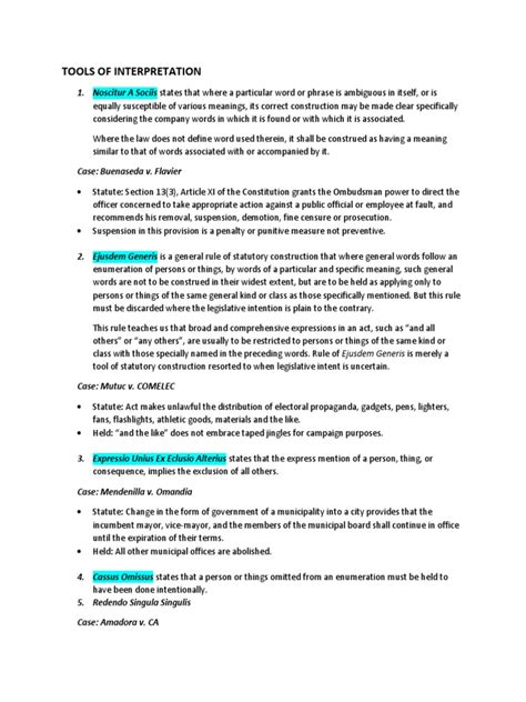 Tools Of Interpretation Pdf Statutory Interpretation