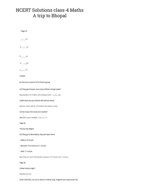 Ncert Solutions Class 4 Maths Chapter 3 A Trip To Bhopal Free Pdf Download