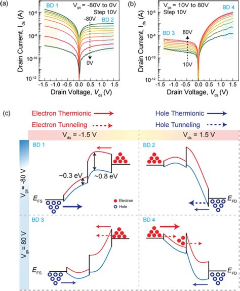 ids−vds characteristics of the heterojunction pdse2 device d1 a at vgs
