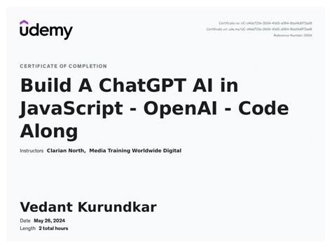 Vedant Kurundkar On Linkedin Ai Openai Chatgpt Javascript Udemy