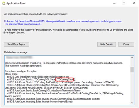 Troubleshooting Save Invoice Error Arithmetic Overflow Error Converting Numeric To Data Type