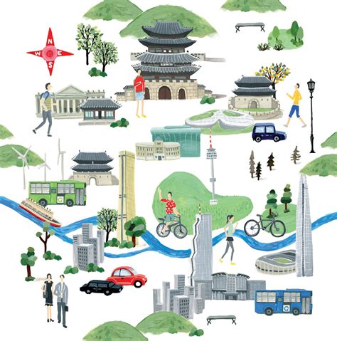 서울지도 일러스트레이션 · 파인아트 일러스트레이션 파인아트 일러스트레이션 파인아트 Travel Illustration Illustration