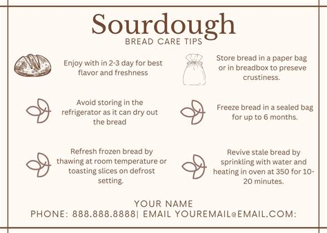Editable Sourdough Bread Care Cards Bread Care Tips Bread Care