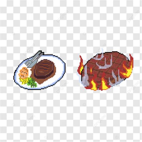 레스토랑용 구운 스테이크 벡터 픽셀 삽화 음식 Png 일러스트 및 벡터 에 대한 무료 다운로드 Pngtree