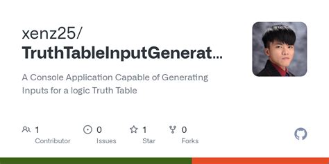 GitHub Xenz TruthTableInputGeneratorConsole Python A Console Application Capable Of