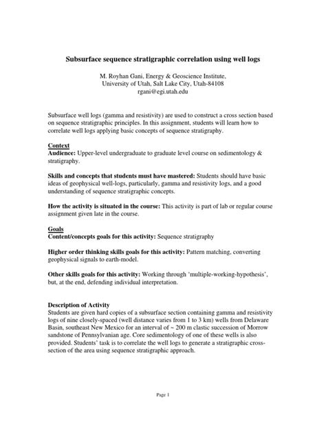 Well Log Correlation Pdf Stratigraphy Geology