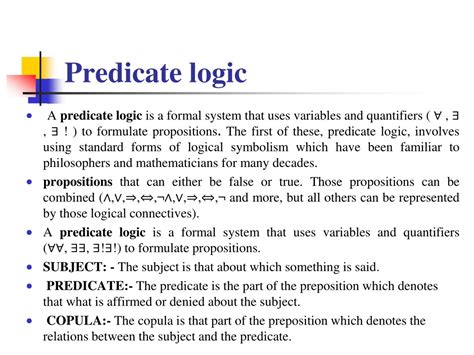 Ppt Predicate Logic Basics And Applications Powerpoint Presentation