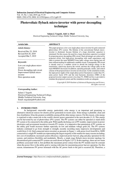 Pdf Photovoltaic Flyback Micro Inverter With Power Decoupling Technique