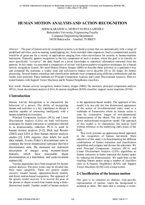 Pdf Human Motion Analysis And Action Recognition