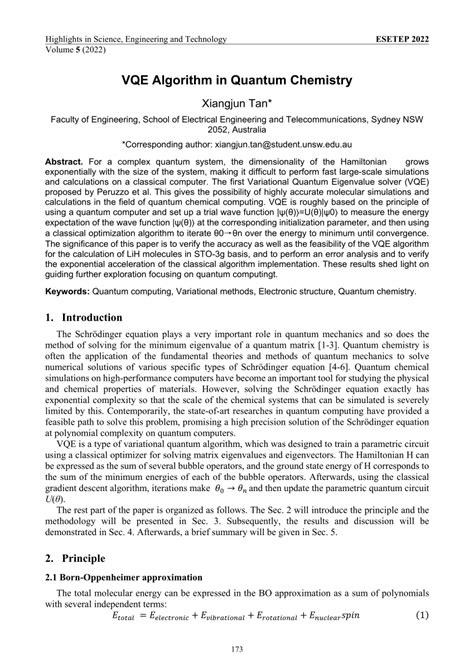 PDF VQE Algorithm In Quantum Chemistry