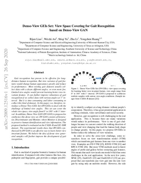 Pdf Dense View Geis Set View Space Covering For Gait Recognition Based On Dense View Gan