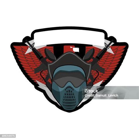 페인트 볼 군사의 상징 육군 기호입니다 헬멧을 무기 스포츠 팀과 클럽에 대 한 굉 장 배지 경쟁에 대한 스톡 벡터 아트 및 기타 이미지 Istock