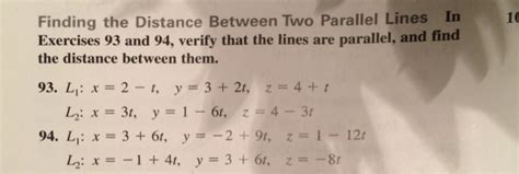 Solved Finding The Distance Between Two Parallel Lines In Chegg