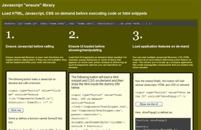Ensure Ensure JavaScripts HTML CSS Are Loaded On Demand When Needed