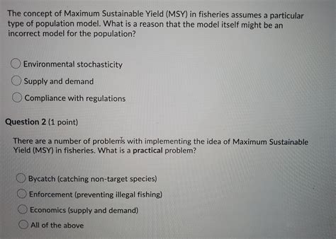 Solved The Concept Of Maximum Sustainable Yield Msy In