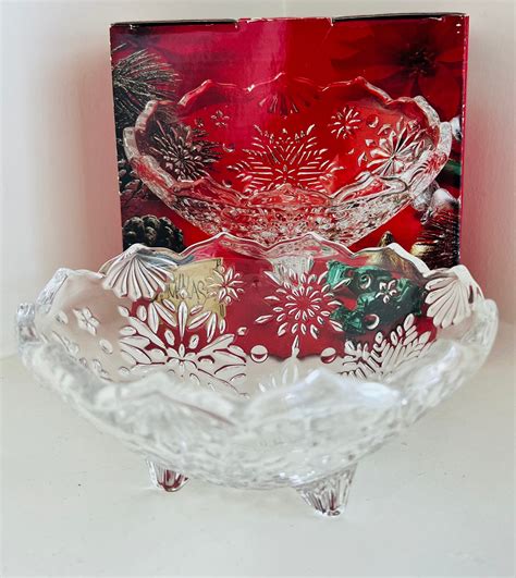 Mikasa Snowflake Footed Glass Bowl Etsy